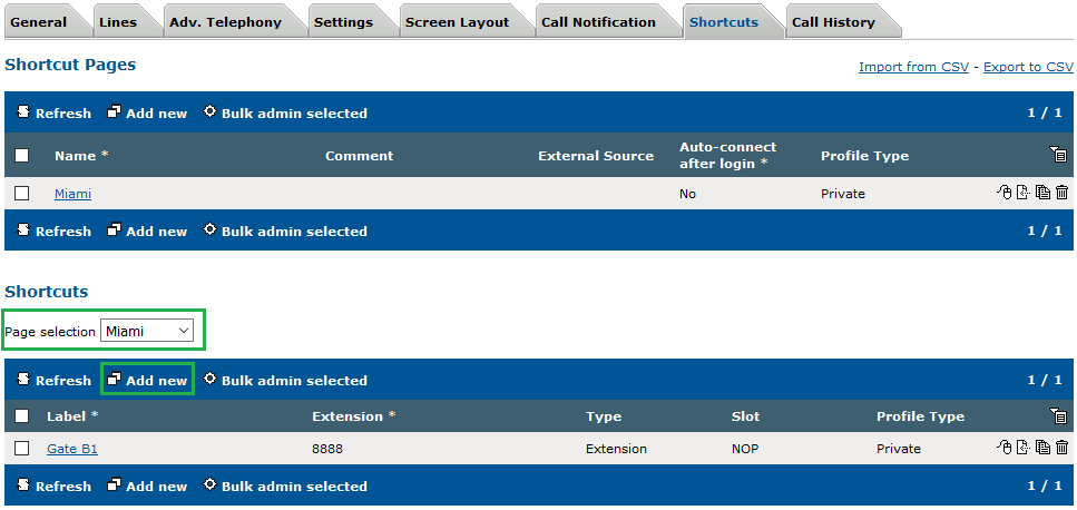 Link and position shortcuts on a map page