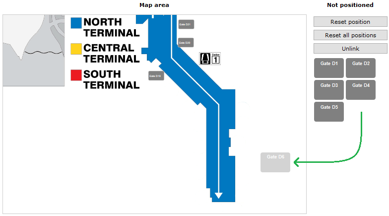 Link and position shortcuts on a map page