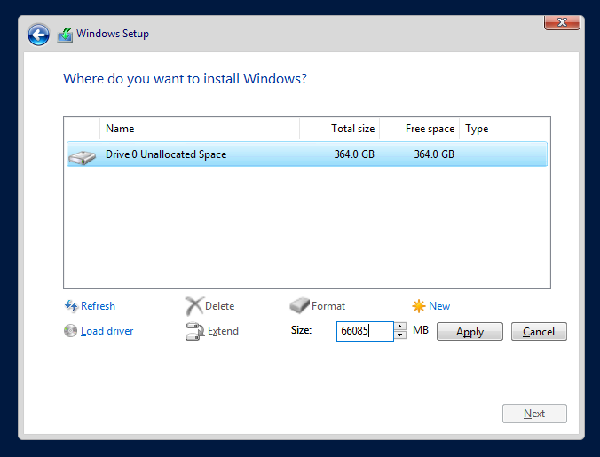 Performing a Standard Windows Server Installation