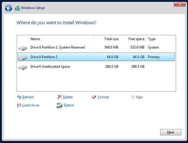 Performing a Standard Windows Server Installation