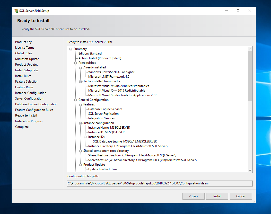 Install MS SQL Server 2016